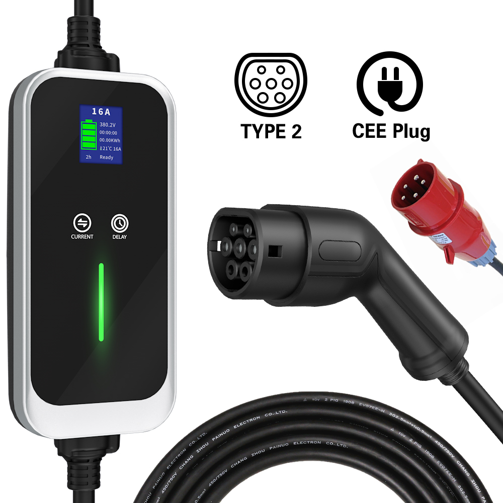 China EVSE Charging Type 2 Portable ev charger 3phase 16A vehicle ...