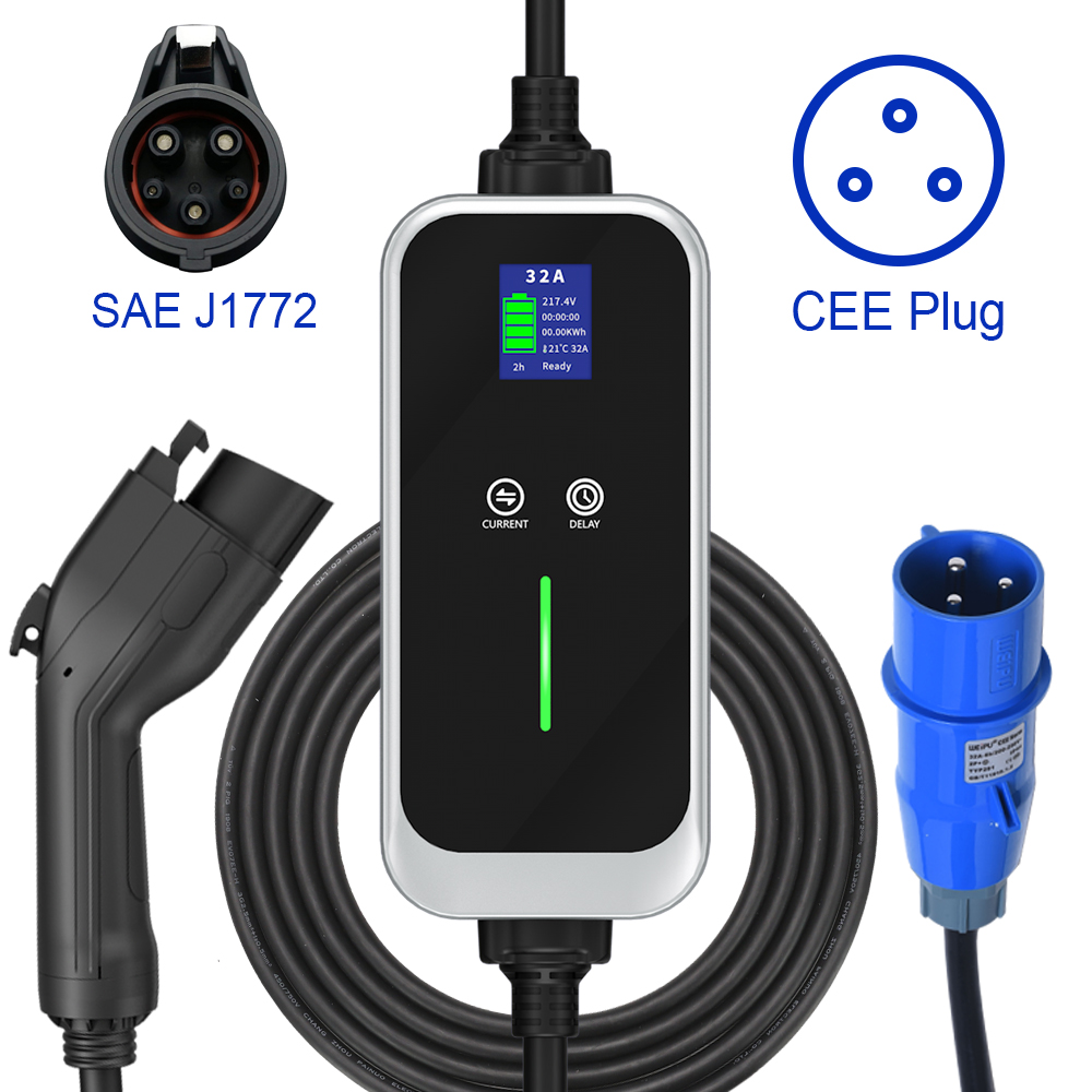 China 32A Portable EV Charger Type 1 current adjustable level 2 ...