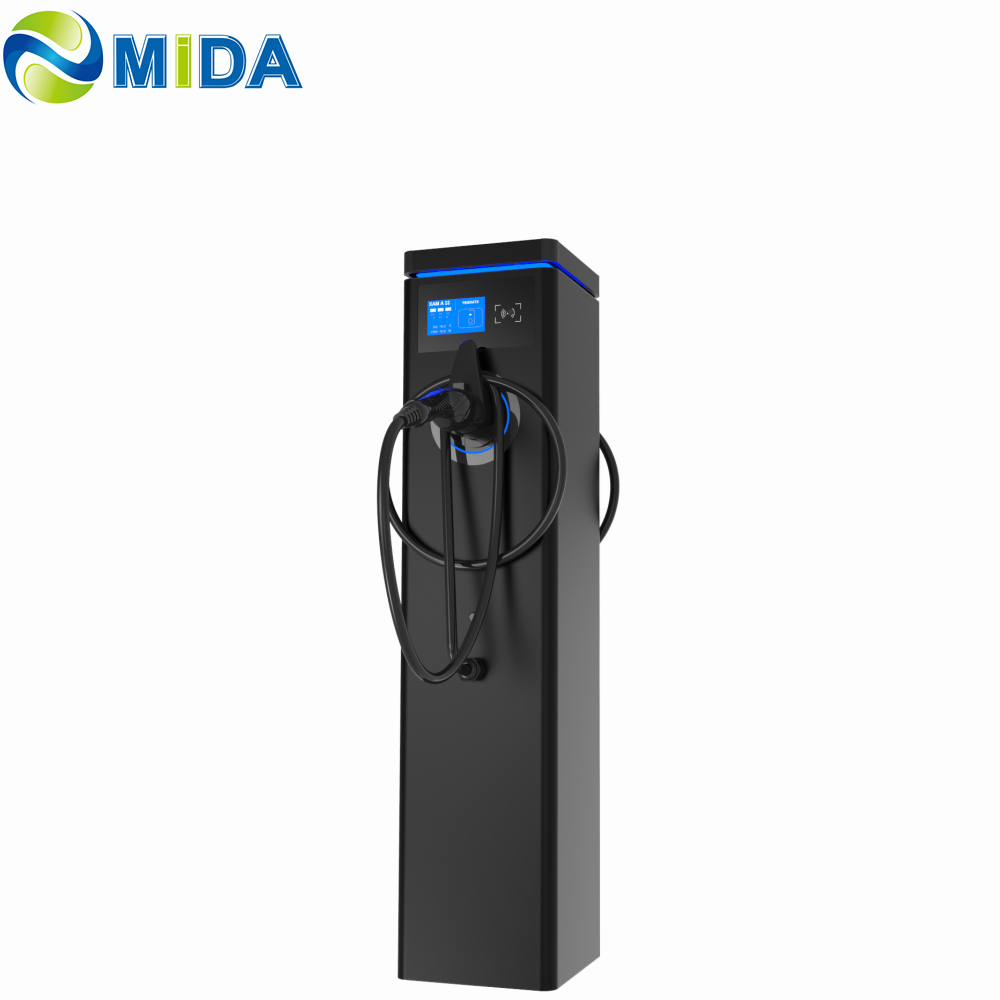 China AC Floor Stand Charger Station With Dual Gun Type 2 EV Public ...