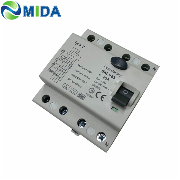 China 40A 63Amp B Type RCCB 4 Pole 10KA 300mA RCD Typ B for EV Charger ...