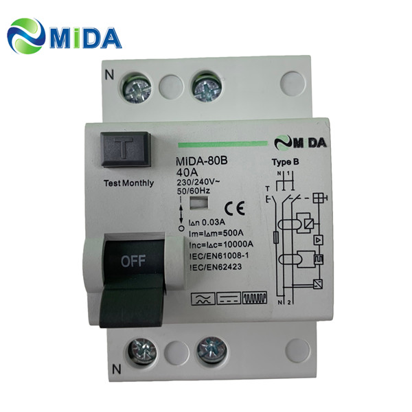 China 2P 40A 63A 80A TypeB RCCB 30mA DC 6mA Type B RCD for Wallbox ...