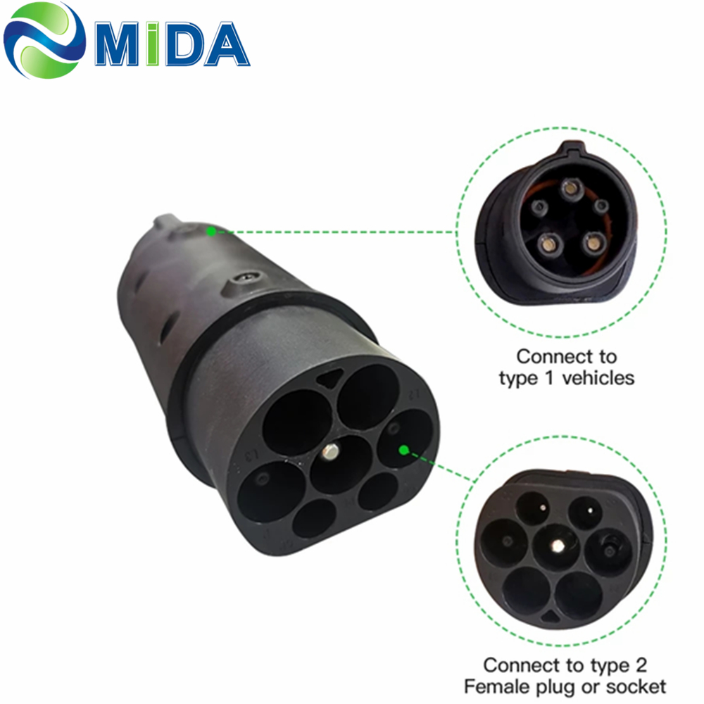 China MIDA J1772 EV Adapter Type 2 to Type 1 EV Adaptor Socket factory ...